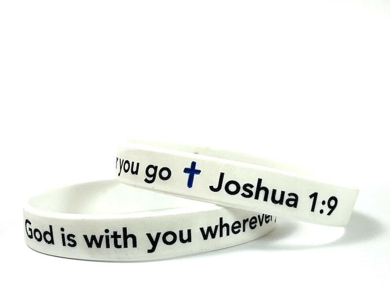 God is with you wherever you go Joshua 1:9 Black Letters Wristband ...